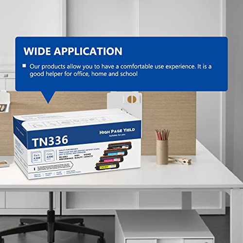 TN-336 TN336BK TN336C TN336M TN336Y Compatible Replacement for Brother TN336 Toner Cartridge 4-Pack DCP-9055CDN 9270CDN L8400CDN HL-L8250CDN MFC-9460CDN L8650CDW L8600CDW Printers