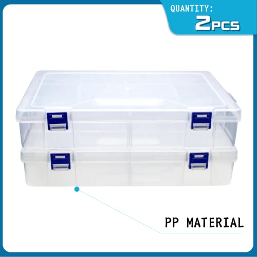 Gefischtter 2pcs Fishing Tackle Box,Tackle Boxes Organizer with Removable Dividers Clear Transparent Storage Trays for Fishing Lures,Baits,Hooks