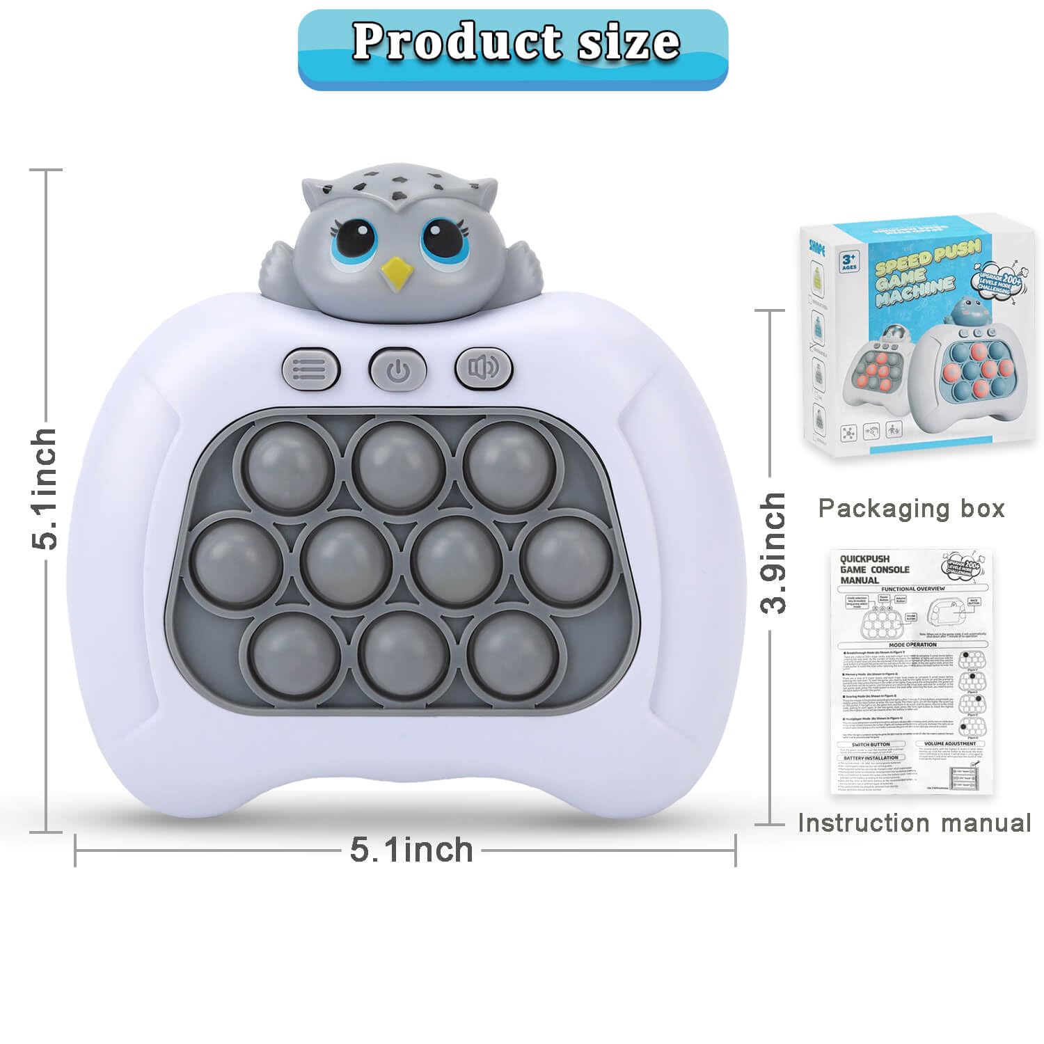 Fast Push Game, Upgraded Pop Fidget Light Up Bubble Handheld Game Toys, Electronic Quick Push Game Fidget Sensory Toys for Autistic Children, Great Birthday for Boys Girls & Teens