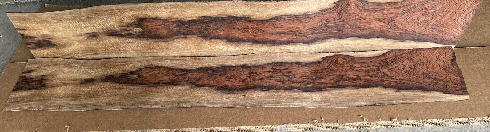 Genuine Brazilian Rosewood Dalbergia Negra Wood Veneer Sheets 2 Pieces 49"x8"x1/42"