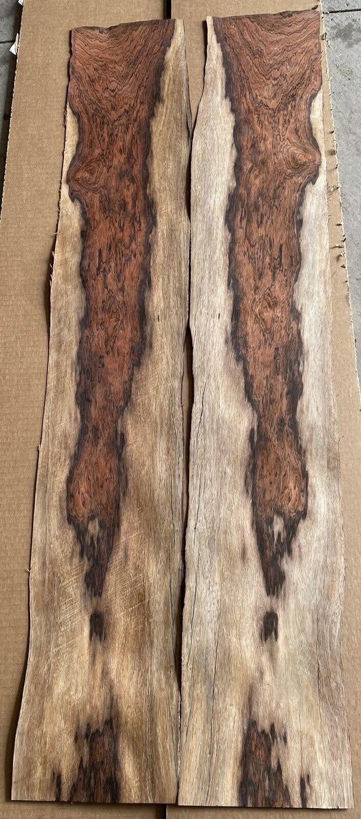 Genuine Brazilian Rosewood Dalbergia Negra Wood Veneer Sheets 2 Pieces 49"x8"x1/42"