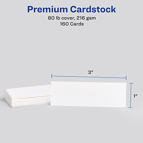 Avery Mini Business Cards with Sure Feed Technology, 1" x 3", Matte White, 160 Small Business Cards Total, Print-to-the-Edge, Laser/Inkjet Printable Cards (5329)