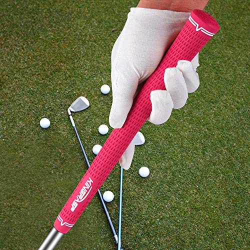 KINGRASP Golf Grips, Standard/Mid Size 5 Colors for Choice, Rubber Golf Club Grips Golf Grips Kit (blue, midesize)