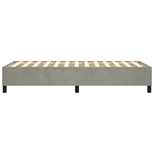 vidaXL Box Spring Bed Frame Home Indoor Bed Accessory Bedroom Upholstered Single Bed Base Furniture Light Gray 39.4"x74.8" Twin Velvet