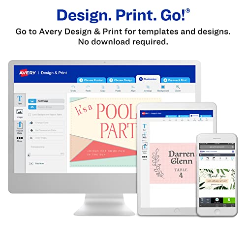 Avery Mini Business Cards with Sure Feed Technology, 1" x 3", Matte White, 160 Small Business Cards Total, Print-to-the-Edge, Laser/Inkjet Printable Cards (5329)