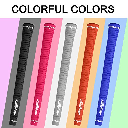 KINGRASP Golf Grips, Standard/Mid Size 5 Colors for Choice, Rubber Golf Club Grips Golf Grips Kit (blue, midesize)