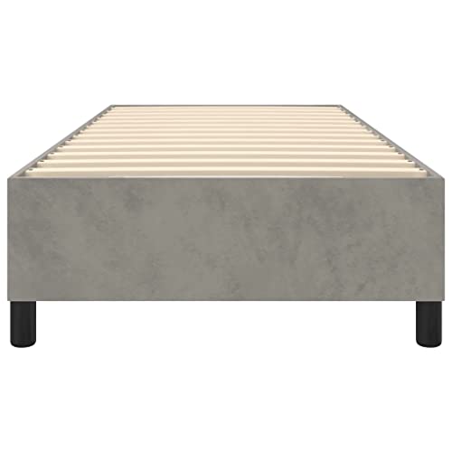 vidaXL Box Spring Bed Frame Home Indoor Bed Accessory Bedroom Upholstered Single Bed Base Furniture Light Gray 39.4"x74.8" Twin Velvet