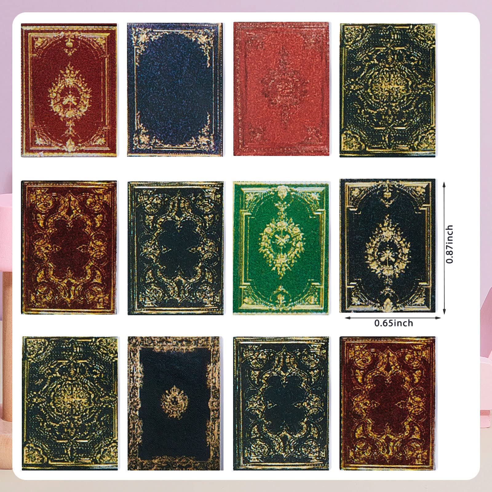 Skylety 24 Pieces 1:12 Scale Miniatures Dollhouse Books Assorted Miniatures Dollhouse Accessories Small Books Decoration Accessories Doll Toy Supplies(Printed Style)