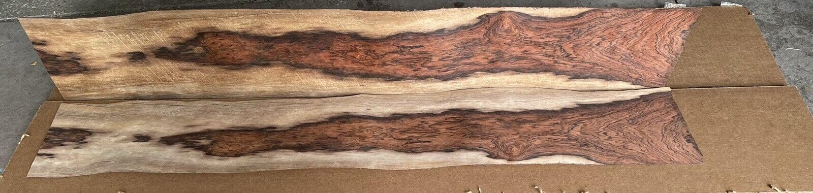 Genuine Brazilian Rosewood Dalbergia Negra Wood Veneer Sheets 2 Pieces 49"x8"x1/42"