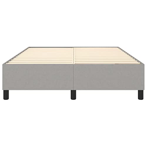 vidaXL Box Spring Bed Frame Home Indoor Bedroom Bed Accessory Wooden Upholstered Double Bed Base Furniture Light Gray 53.9"x74.8" Full Fabric