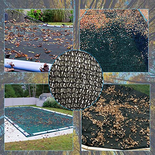 Pool Leaf Net Cover for Inground and Above Ground Rectangle Pools Leaf Net Cover Finer Mesh Easy to Store Pool Screen Cover Pond Net to Cover Pool with Pool Cover Cable Wire Ratchet Winch