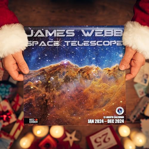 RED EMBER James Webb Space Telescope 2024 Wall Calendar 12 Month | 12" x 24" Open | Thick & Sturdy Paper | Giftable | Calendar 2024