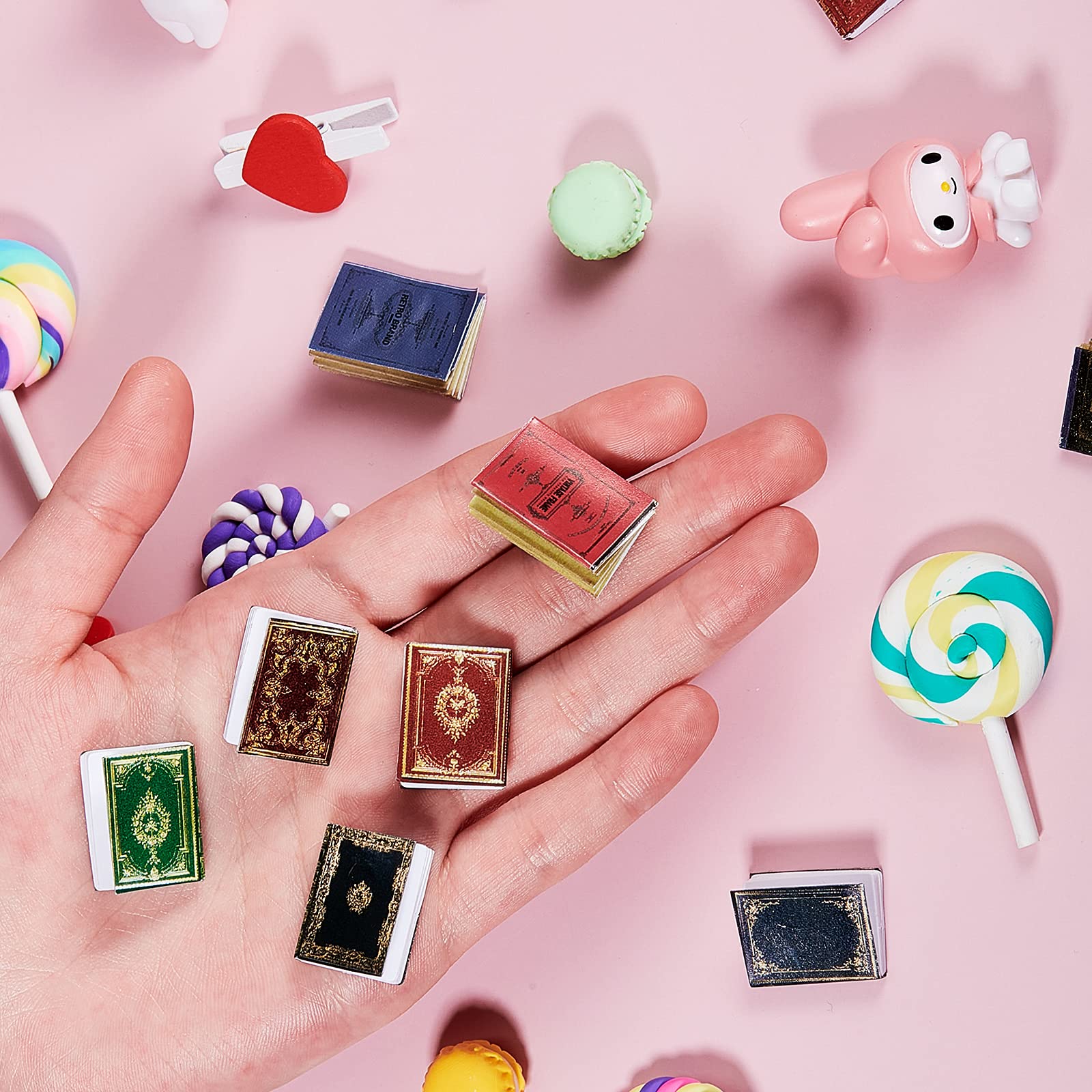 Skylety 24 Pieces 1:12 Scale Miniatures Dollhouse Books Assorted Miniatures Dollhouse Accessories Small Books Decoration Accessories Doll Toy Supplies(Printed Style)