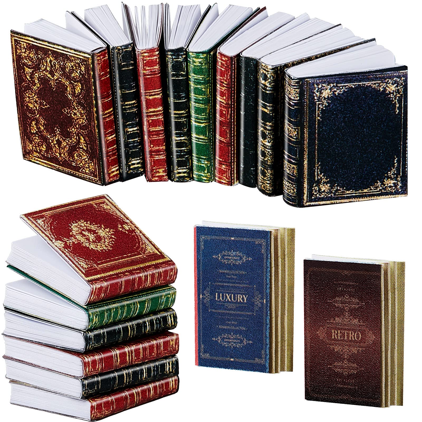 Skylety 24 Pieces 1:12 Scale Miniatures Dollhouse Books Assorted Miniatures Dollhouse Accessories Small Books Decoration Accessories Doll Toy Supplies(Printed Style)