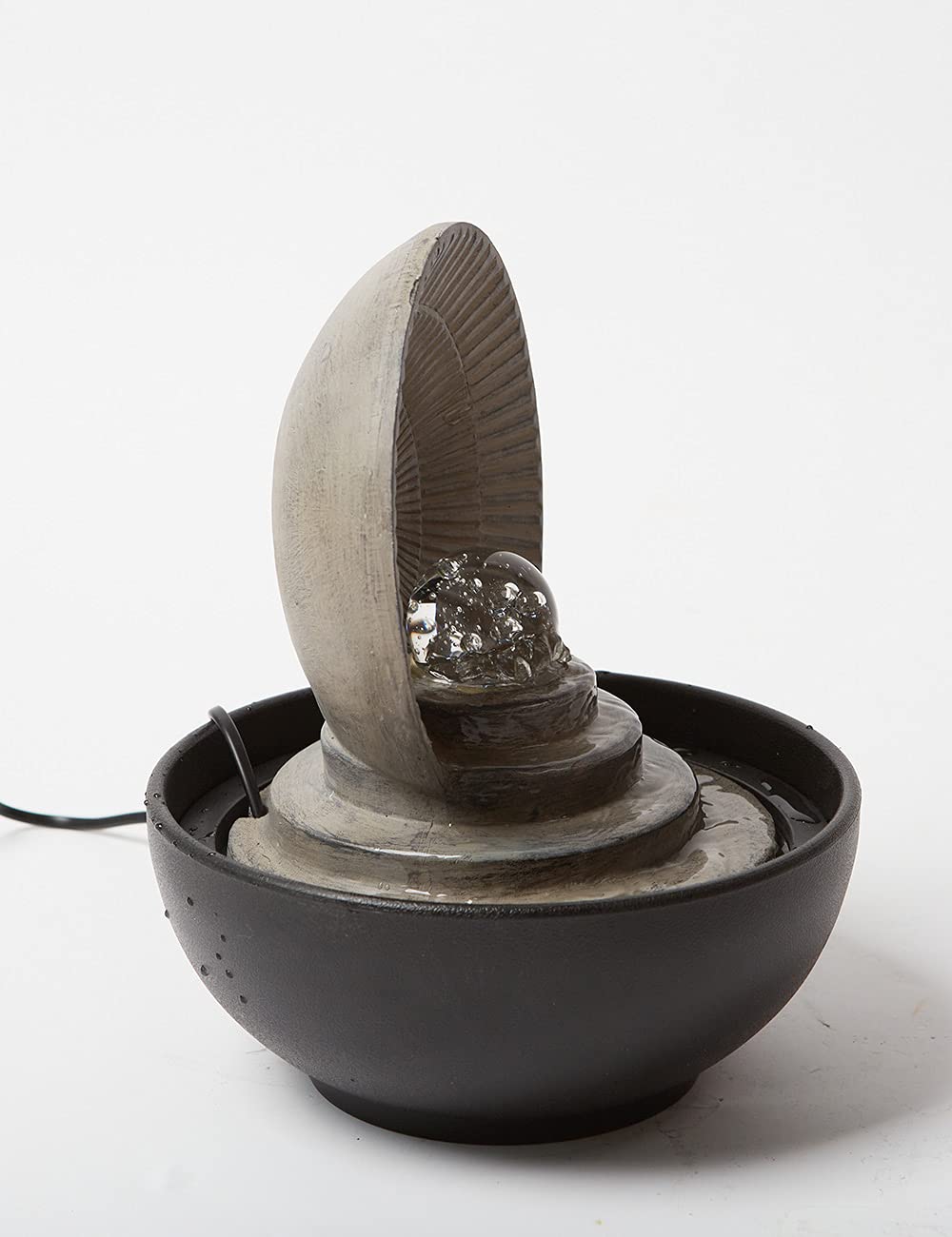 SEINHIJO Indoor Tabletop Water Fountain Zen Cascading Feng Shui Waterfall Home Decor Table Centerpiece Relaxation Gifts with LED Lights Rolling Ball 11 inch