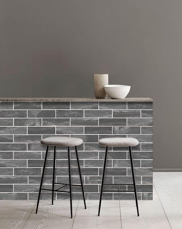 TORURAL 100 Grey Faux Brick Wall Tiles, 3D Thin Brick Veneers for Bedroom, Bathroom, Kitchen, Fireplace and Fence Wall Panels (14.2 sq.ft)