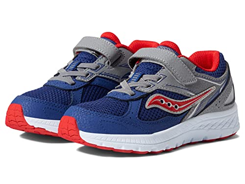 Saucony Cohesion 14 Alternative Closure Running Shoe, Navy/RED, 2 US Unisex Big Kid
