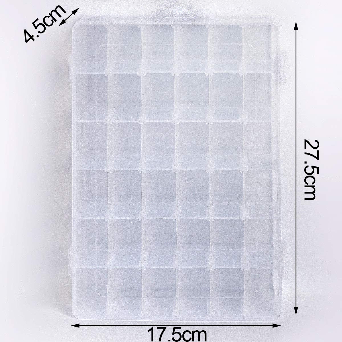 36 Grids Clear Plastic Organizer Box Storage Container Jewelry Box with Adjustable Dividers for Beads Art Crafts Jewelry Fishing Tackles with 12 Floss bobbins