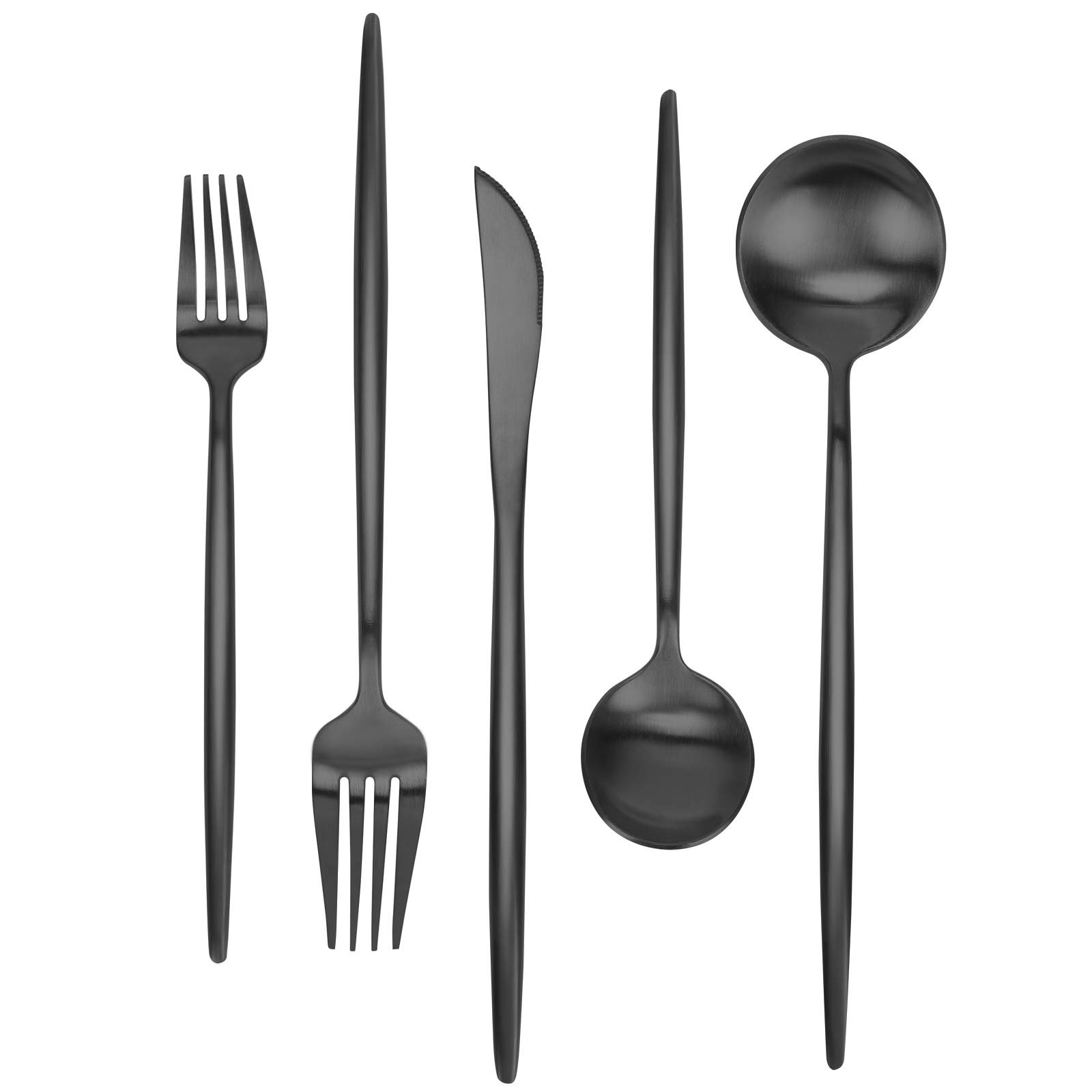 Matte Black Silverware Set 30 Pieces, FAMEWARE Stainless Steel Flatware Setļ¼Service for 6ļ¼Kitchen Utensil Set, Tableware Cutlery Set, Satin Finished Polished & Dishwasher Safe