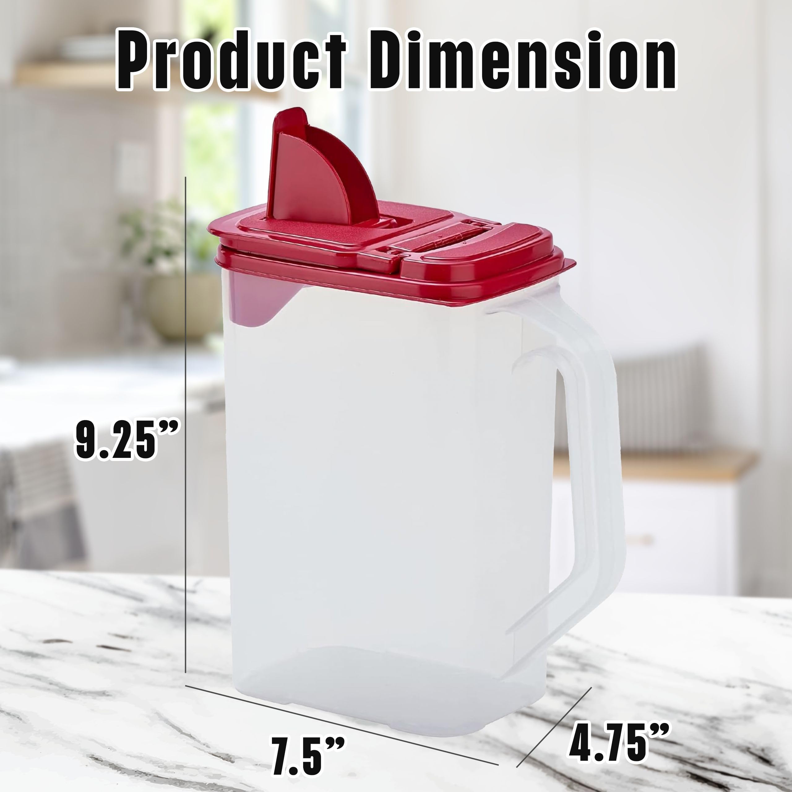 Buddeez Flour and Sugar Container - 4 Quart All Purpose Kitchen Organization and Storage Unit, Dry Storage Container For Kitchen, Large Food Storage Container for Organizing Your Pantry (Red Lid)