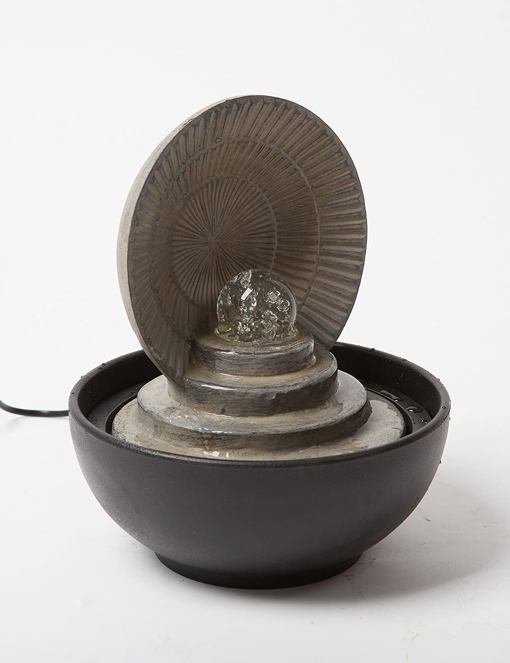 SEINHIJO Indoor Tabletop Water Fountain Zen Cascading Feng Shui Waterfall Home Decor Table Centerpiece Relaxation Gifts with LED Lights Rolling Ball 11 inch