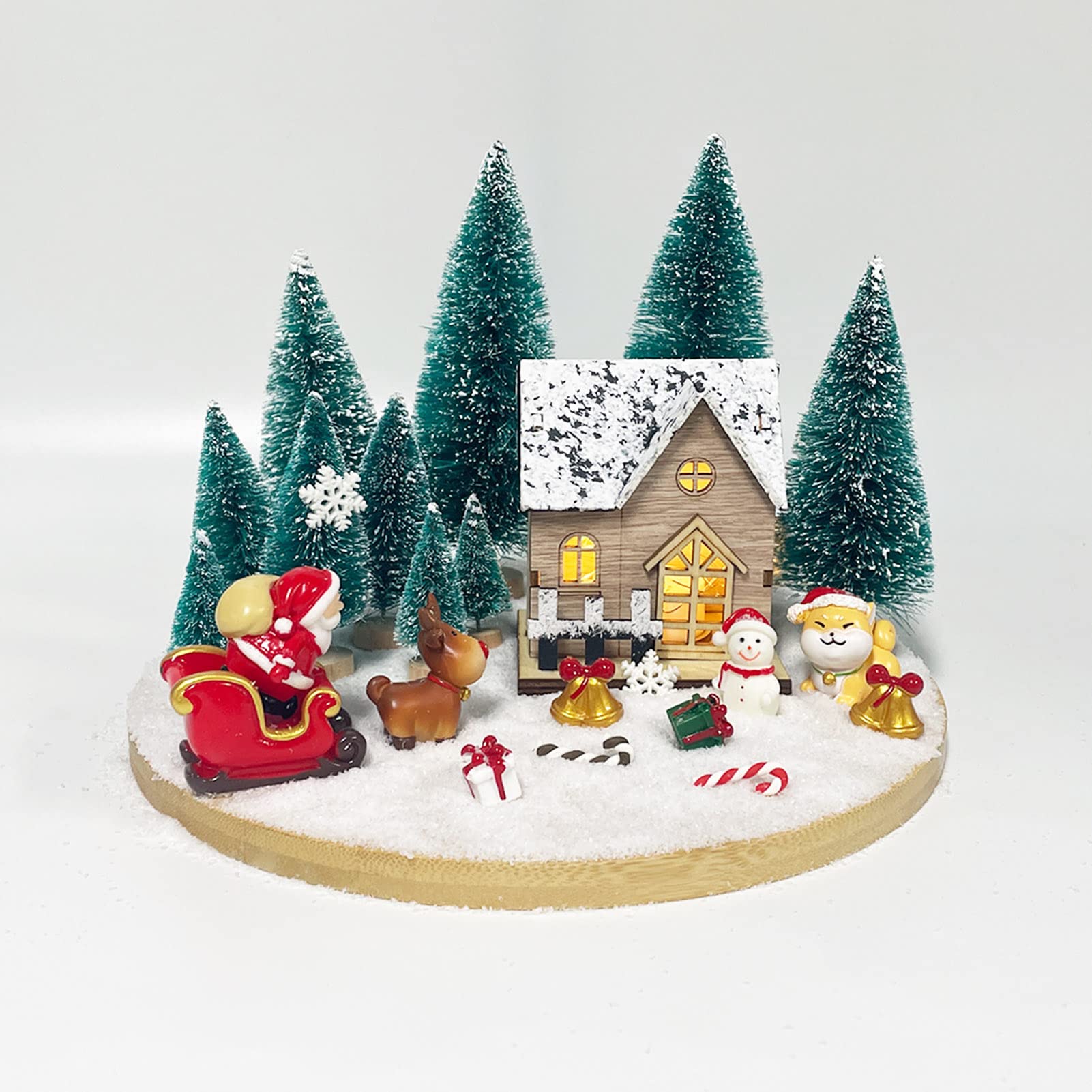 VARACL Funny Wooden Tiny House Ornaments, 25PCS Christmas Miniature Ornament Kits Decorations for Dining Room Tables, Unique Housewarming Gifts Ideas, Favors Christmas Decor Party Supplies