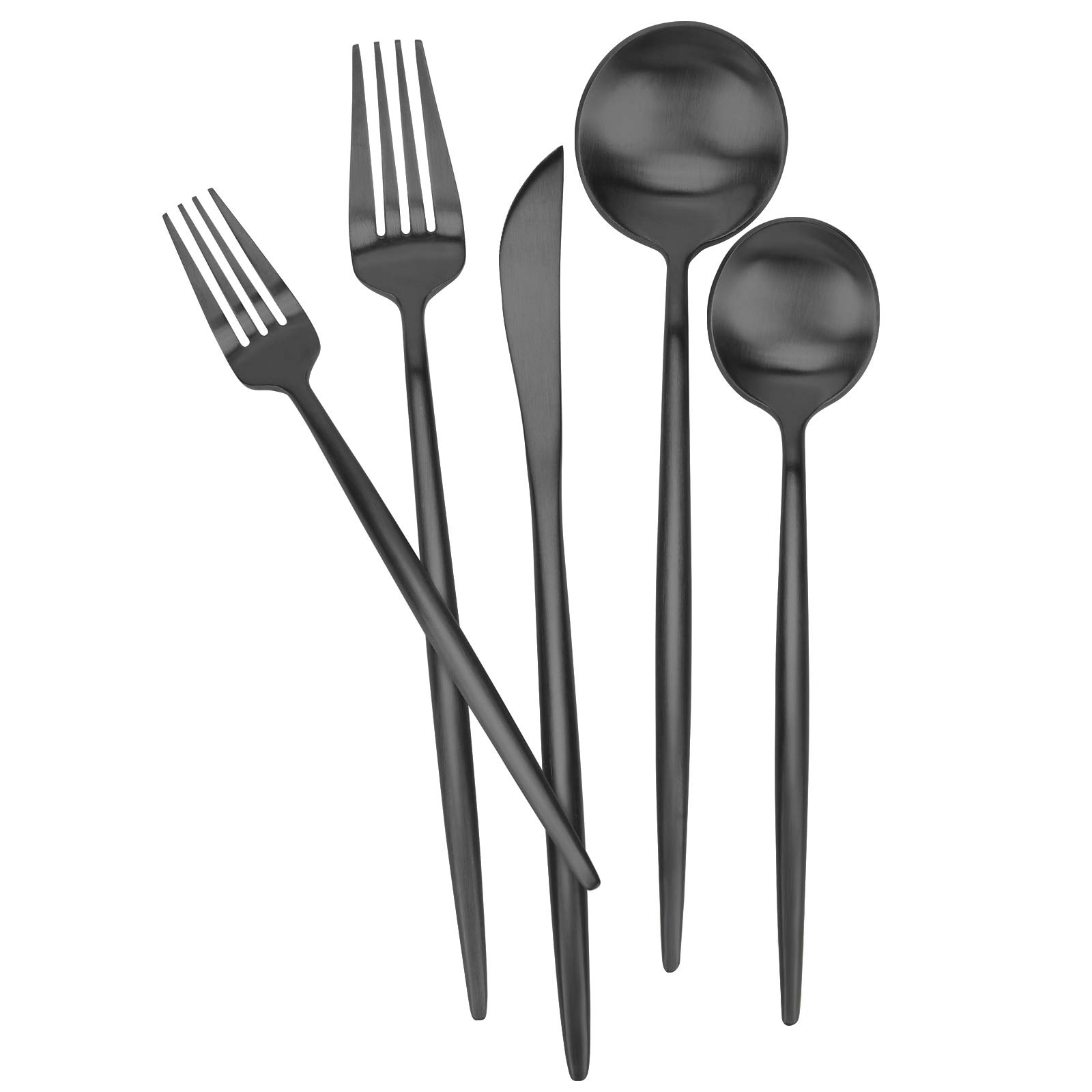 Matte Black Silverware Set 30 Pieces, FAMEWARE Stainless Steel Flatware Set,Service for 6,Kitchen Utensil Set, Tableware Cutlery Set, Satin Finished Polished & Dishwasher Safe