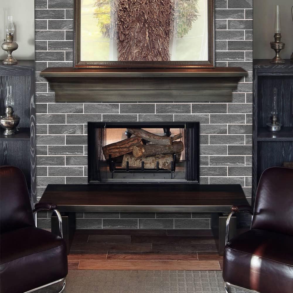 TORURAL 100 Grey Faux Brick Wall Tiles, 3D Thin Brick Veneers for Bedroom, Bathroom, Kitchen, Fireplace and Fence Wall Panels (14.2 sq.ft)