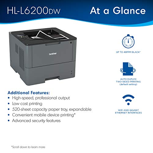 Brother HL-L6200DW Business Laser Printer with High Yield Toner Bundle , 520 Sheet Capacity