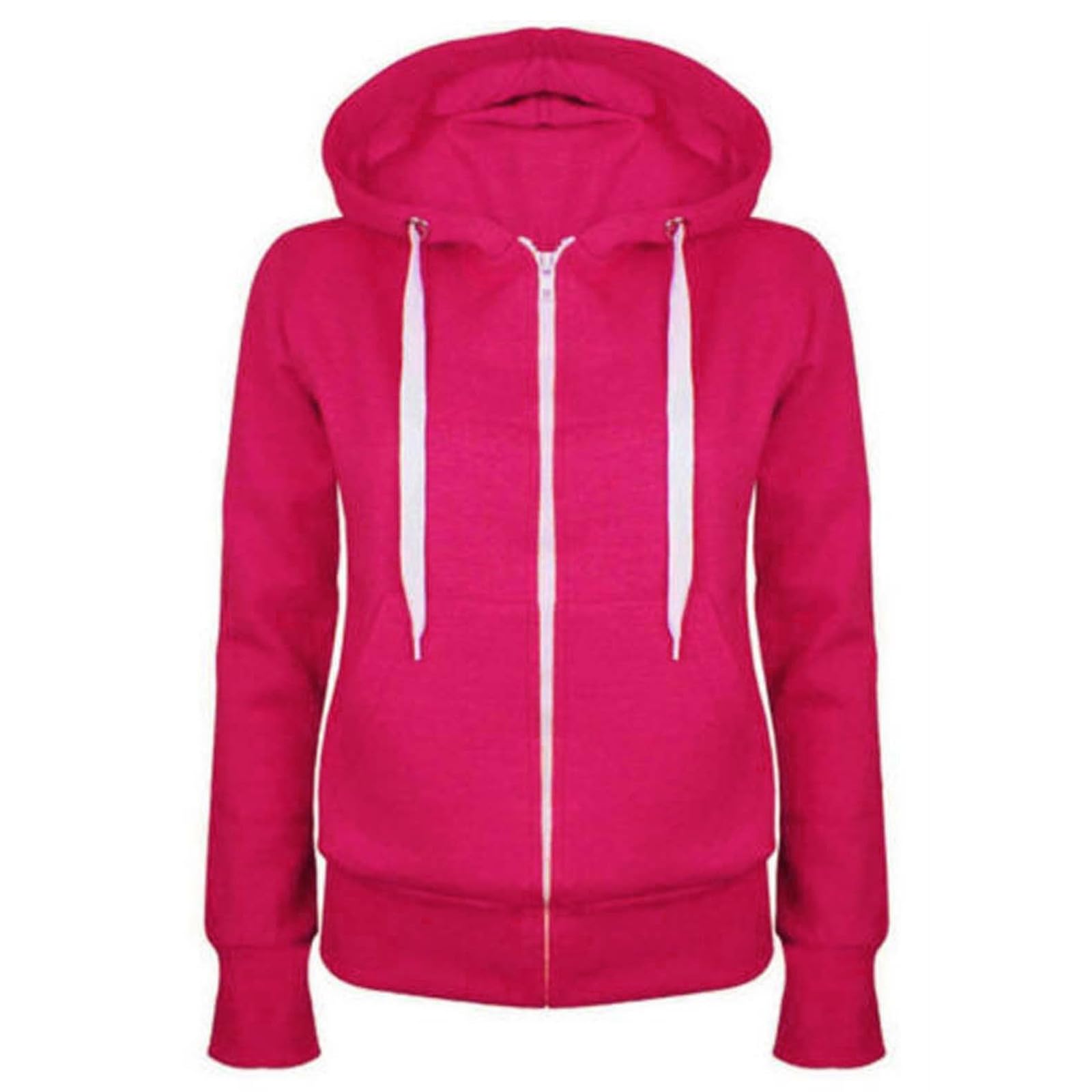 DOLKFU Zip Up Hoodies for Women Long Sleeve Loose Fit Hooded Pullover Drawstraing Casual Fashion Sweatshirts with Pocket