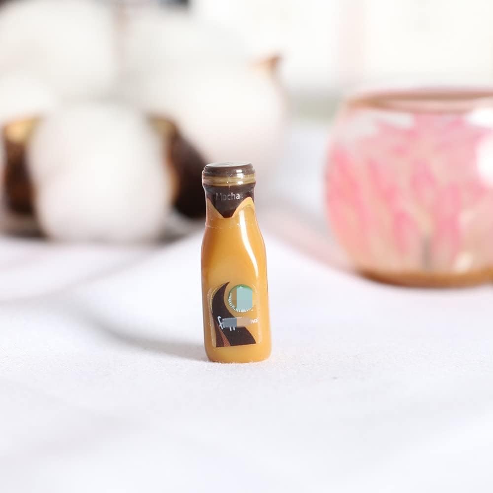 SXFSE Dollhouse Decoration Accessories, 1:12 Dollhouse Ornament 5 Pcs Mini Bottled Coffee Drink Set