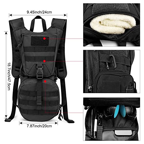 G4Free Tactical Hydration Packs Helmet Water Backpacks with 3L BPA Free Bladder Kids Adults for Hiking, Cycling, Running, Skiing, Walking and Climbing(Black)