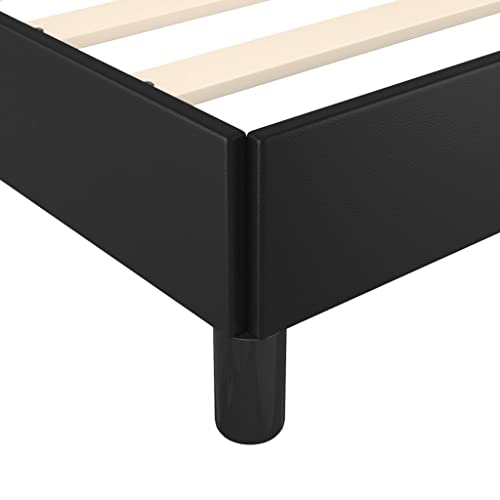 vidaXL Bed Frame Home Indoor Bed Accessory Bedroom Upholstered Wooden Double Bed Base Frame Furniture Black 53.9"x74.8" Full Faux Leather
