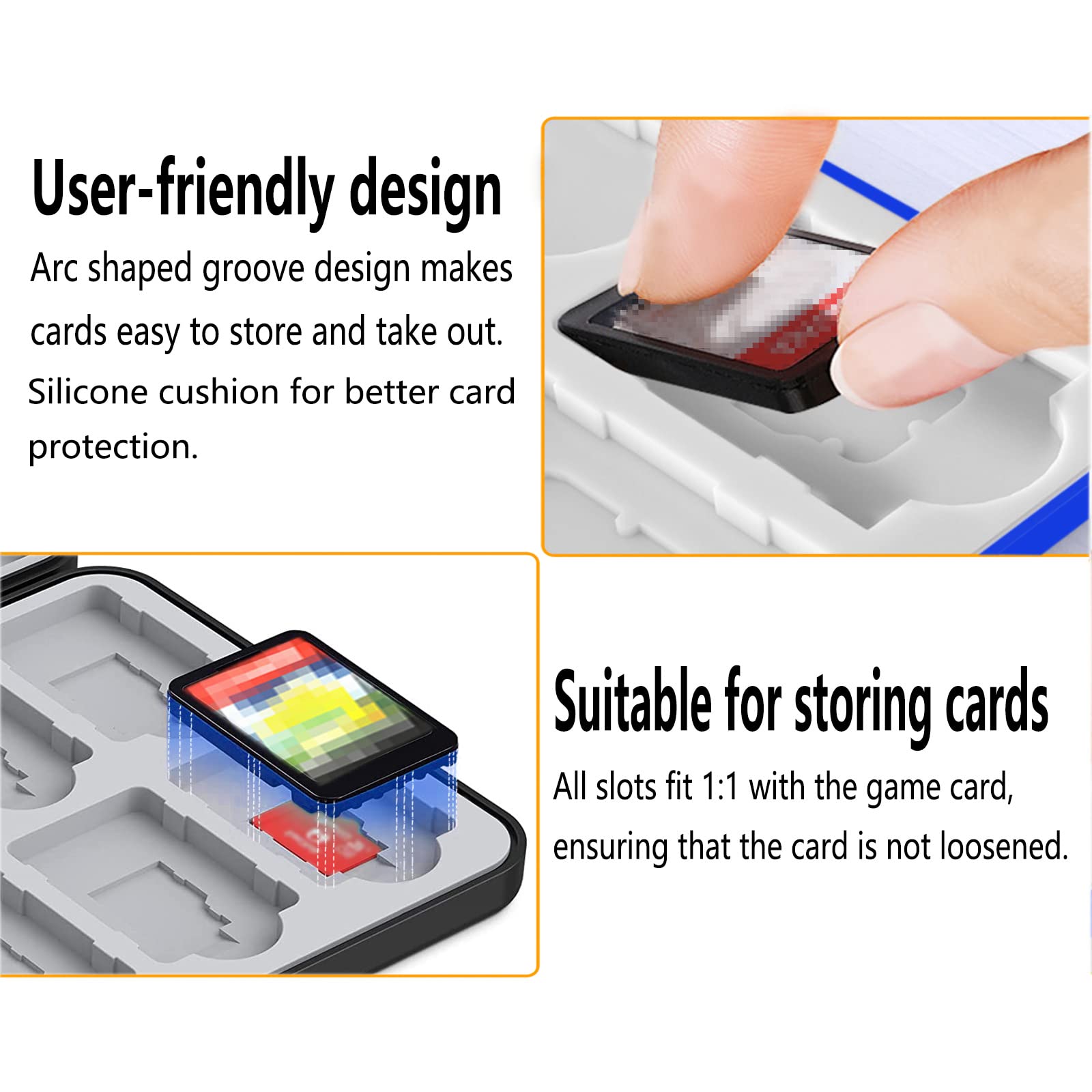 YUNKOZAND Switch Game Card Case Compatible with Switch/OLED/Lite,Portable Switch Game Holder with 24 Games Cartridge Slot&24 SD Card Storage, Travel Accessories Switch Game Case Blue