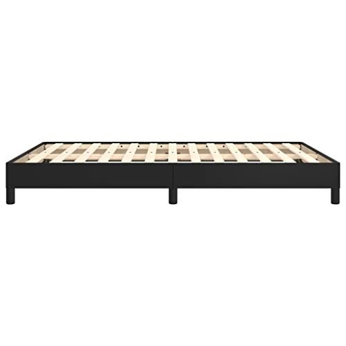 vidaXL Bed Frame Home Indoor Bed Accessory Bedroom Upholstered Wooden Double Bed Base Frame Furniture Black 53.9"x74.8" Full Faux Leather