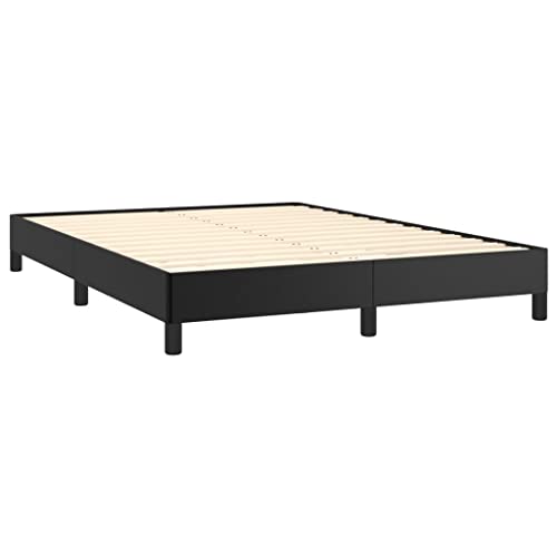 vidaXL Bed Frame Home Indoor Bed Accessory Bedroom Upholstered Wooden Double Bed Base Frame Furniture Black 53.9"x74.8" Full Faux Leather