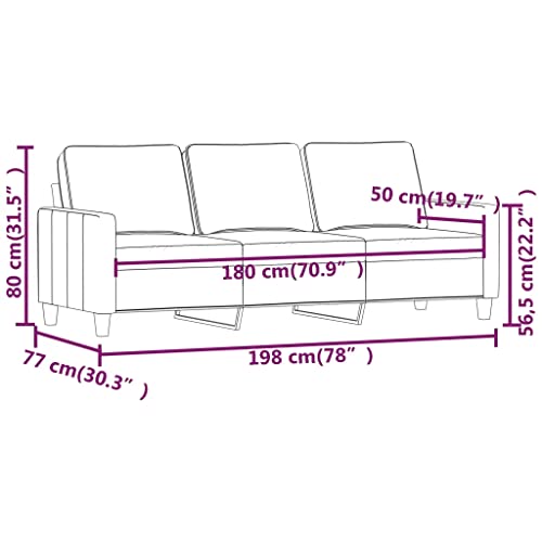 vidaXL 3-Seater Sofa Light Gray 70.9" Fabric