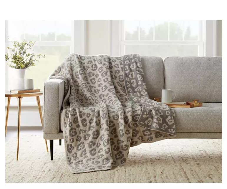 Member's Mark Luxury Premier Collection Cozy Knit Animal Print Throw (Leopard Warm Grey, 60" x 70")