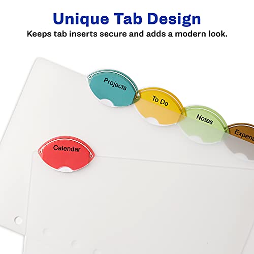 Avery Mini Economy View Binder with 1 Inch Round Ring, 5.5 x 8.5 inches, White, 1 Binder (5806) & Style Edge Insertable Plastic Dividers, 5.5 x 8.5 Inches, 5-Tab Set, 1 Set (11118)