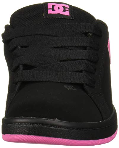 DC Unisex-Child Court Graffik Low Top Skate Shoe Sneaker, Black/Pink, 2 M M US Big Kid