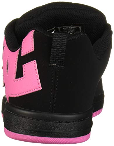 DC Unisex-Child Court Graffik Low Top Skate Shoe Sneaker, Black/Pink, 2 M M US Big Kid