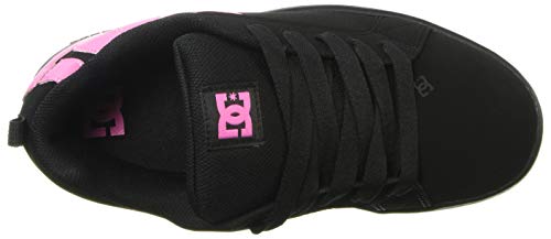 DC Unisex-Child Court Graffik Low Top Skate Shoe Sneaker, Black/Pink, 2 M M US Big Kid