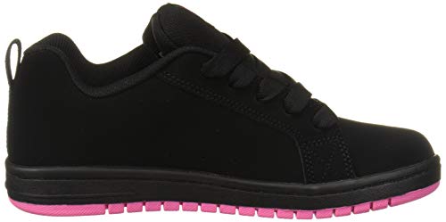 DC Unisex-Child Court Graffik Low Top Skate Shoe Sneaker, Black/Pink, 2 M M US Big Kid