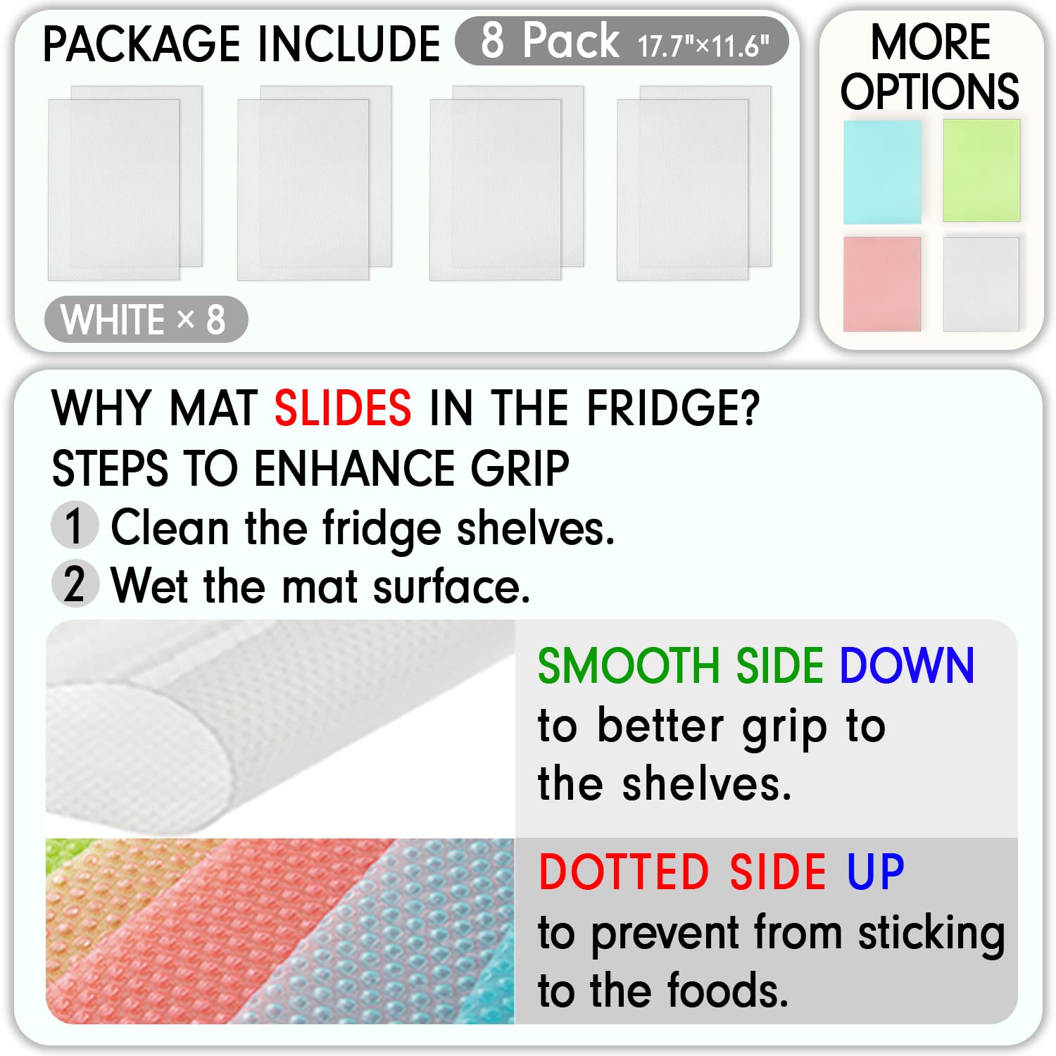 12 Pcs Refrigerator Liners, MayNest Washable Mats Covers Pads, Home Kitchen Gadgets Accessories Organization for Top Freezer Glass Shelf Wire Shelving Cupboard Cabinet Drawers (4 Blue+4 Green+4 Red)