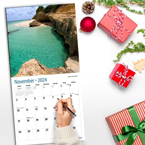 RED EMBER Caribbean 2024 Wall Calendar 12 Month | 12" x 24" Open | Thick & Sturdy Paper | Giftable | Calendar 2024