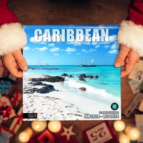 RED EMBER Caribbean 2024 Wall Calendar 12 Month | 12" x 24" Open | Thick & Sturdy Paper | Giftable | Calendar 2024