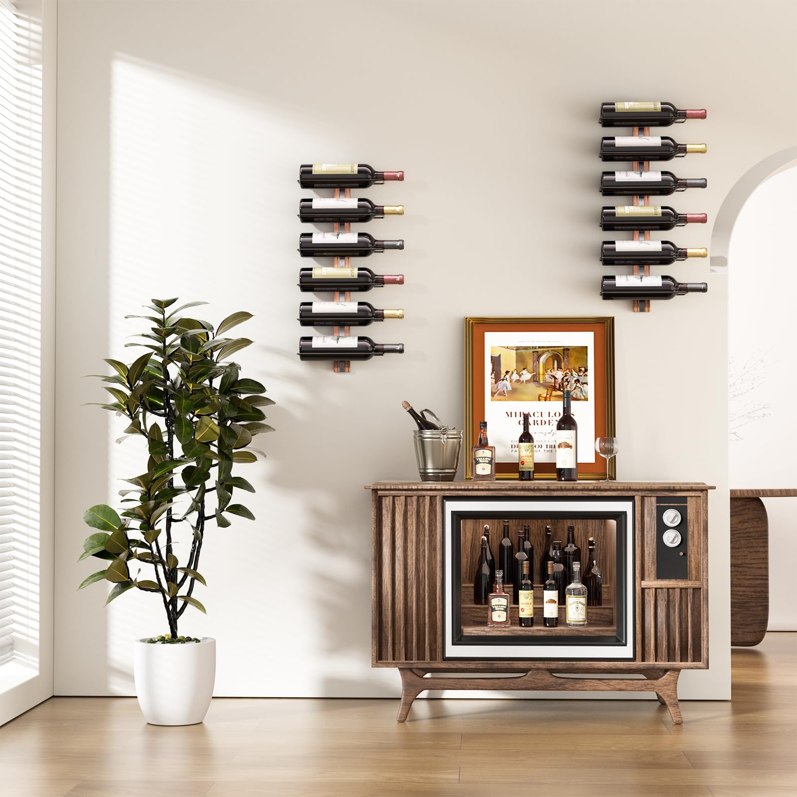 B4Life Wine Rack Wall Mounted, Wall Wine Rack for 12 Wine Bottles Wood Wine Racks for Wall, Wine Holder Wall Mounted Wine Bottle Racks for Kitchen,Dining Room,Bar