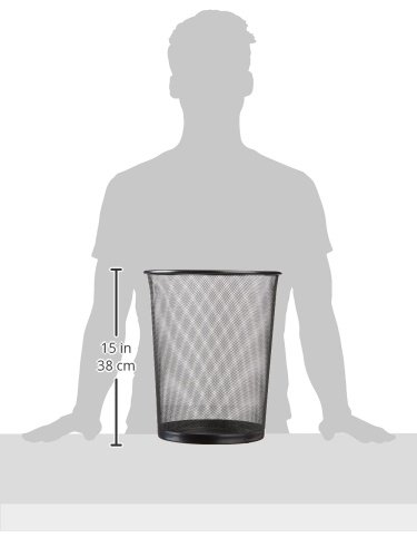 Rolodex Mesh Round Wastebasket, 11-1/2 Diameter x 14-1/4 H, Black (22351)