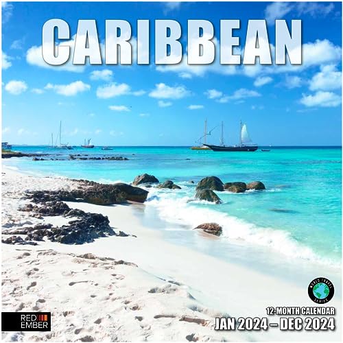 RED EMBER Caribbean 2024 Wall Calendar 12 Month | 12" x 24" Open | Thick & Sturdy Paper | Giftable | Calendar 2024