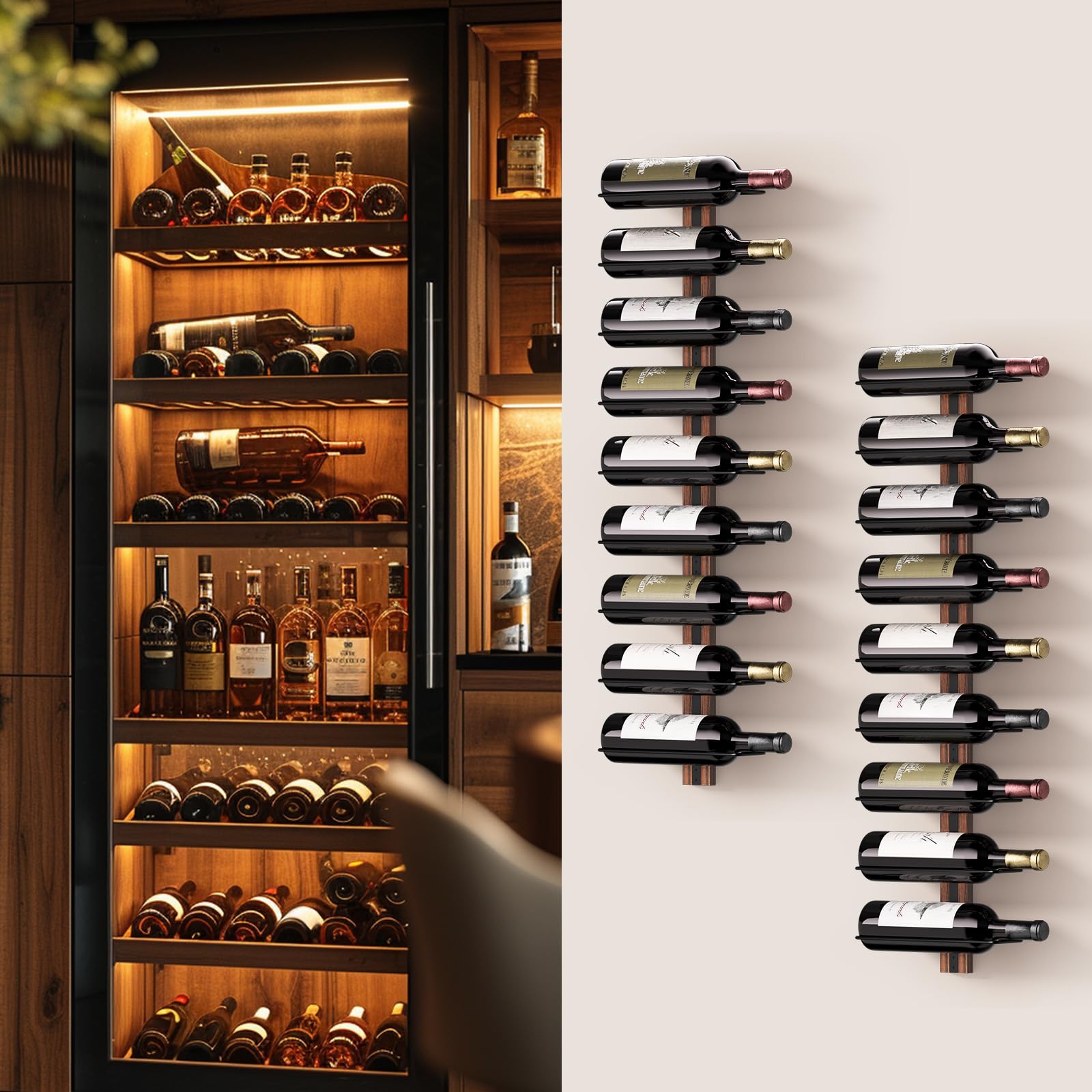 B4Life Wine Rack Wall Mounted, Wall Wine Rack for 12 Wine Bottles Wood Wine Racks for Wall, Wine Holder Wall Mounted Wine Bottle Racks for Kitchen,Dining Room,Bar